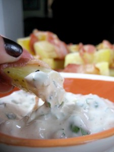 Potato and Pancetta Bites with Herb Greek Yogurt Dip | Keys to the Cucina